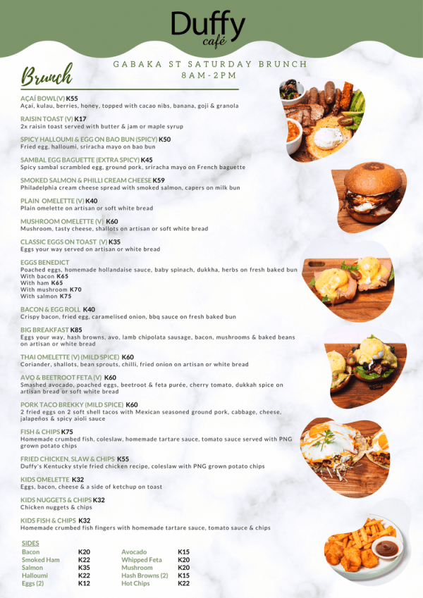 Our Menu - Duffy Café