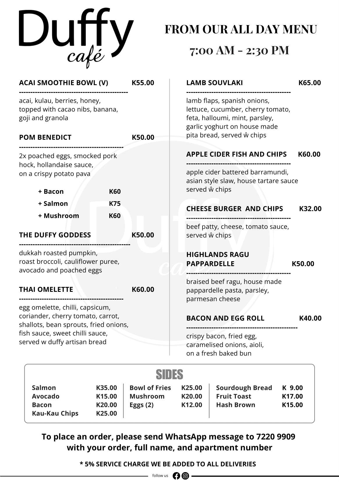 Marriott Menu - Duffy Café
